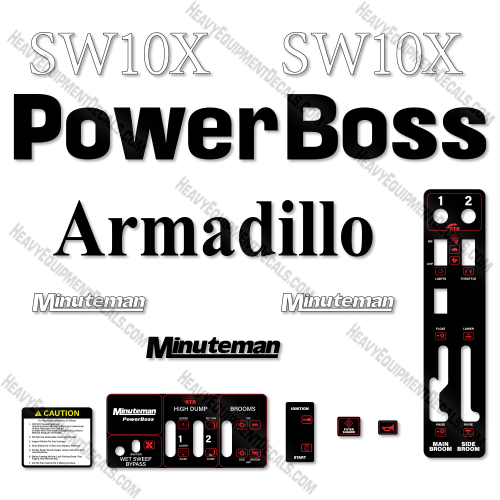 Powerboss SW9X Decal Kit Armadillo Minuteman Sweeper