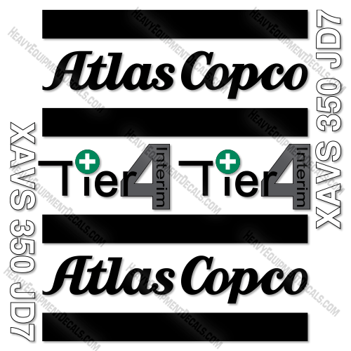 - Fits Atlas Copco XAVS350 JD7 Decal Kit Air Compressor #ATLAS-XAVS350-JD7