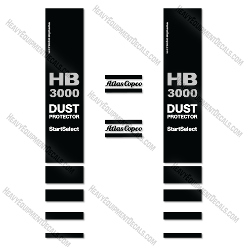 Epiroc HB3000 Hydraulic Breaker Decal Kit - STYLE 2