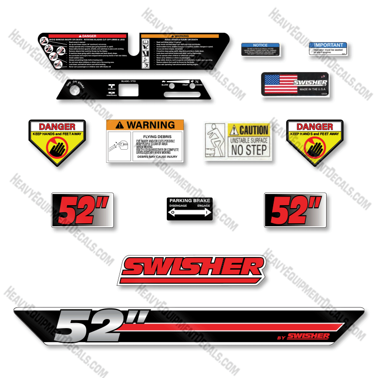 - Fits Swisher Zero Turn Decal kit - 52" #SWSH-ZT-52