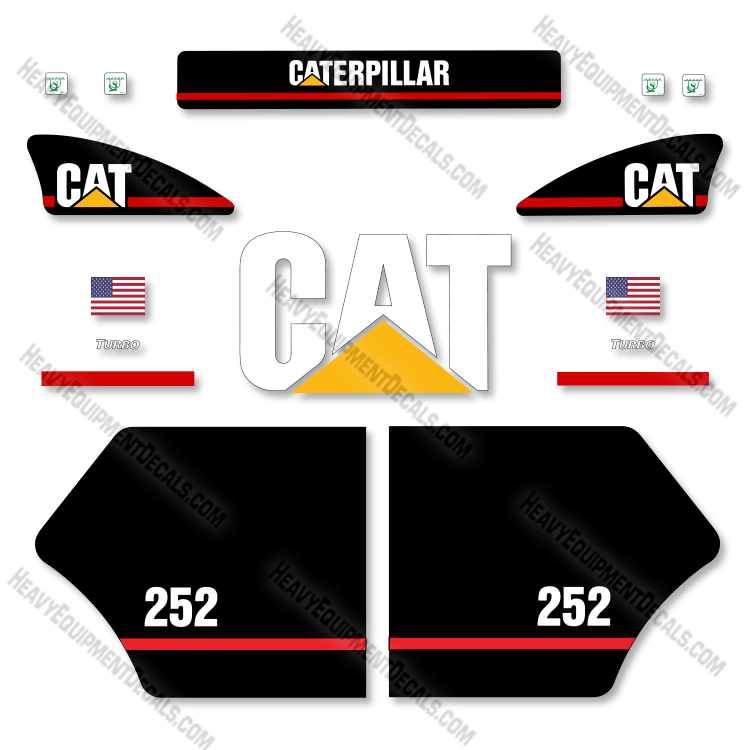 - Fits Caterpillar 252 Decal Kit Equipment Decals #CAT-252-OLD