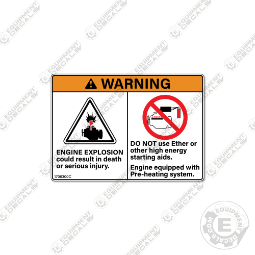 - Fits Caterpillar Telehandler Warning Decal #CAT-1706300C