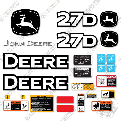 - Fits John Deere 27D Excavator Decal Kit (With Exterior Warnings) #JD ...